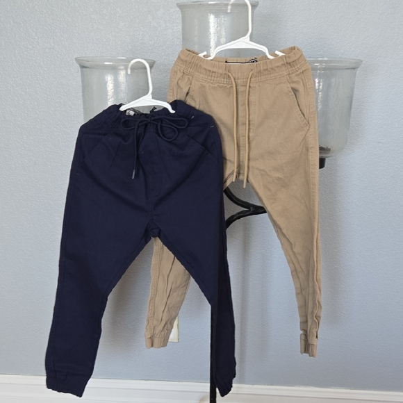 Bottoms | Kids Navy And Tan Jogger Pants | Poshmark